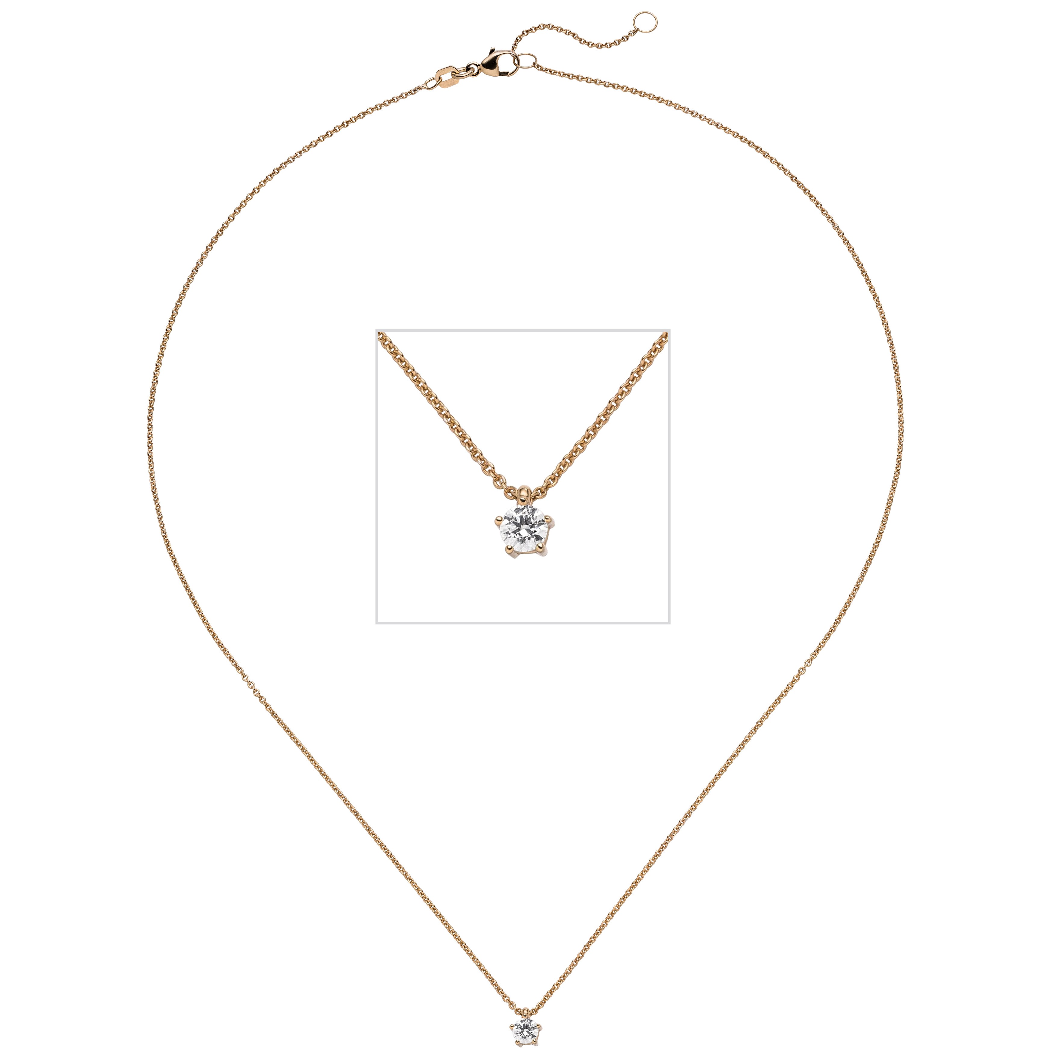 JOBO Collier Kette mit Anhänger 585/- Rotgold 1 Diamant Brillant 0,15ct ...